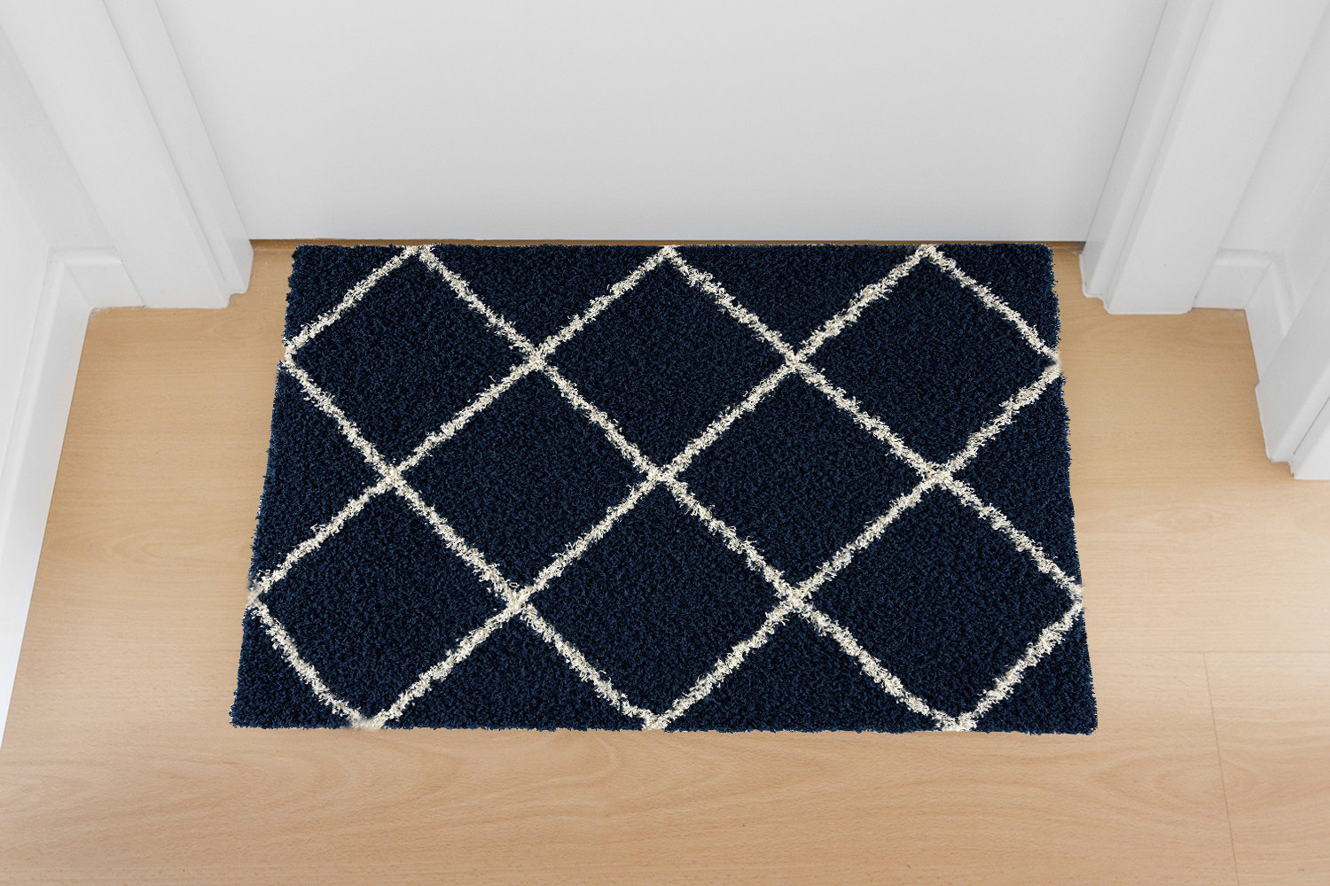 George Oliver Rezendes Geometric Navy/White Area Rug & Reviews | Wayfair