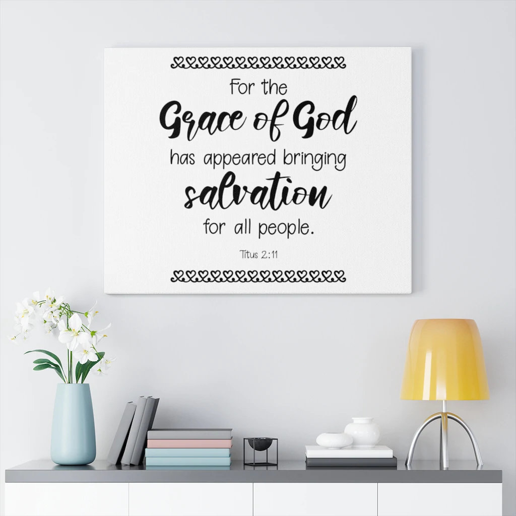 Blue Elephant Grace of God Titus 2:11 - Wrapped Canvas Typography ...