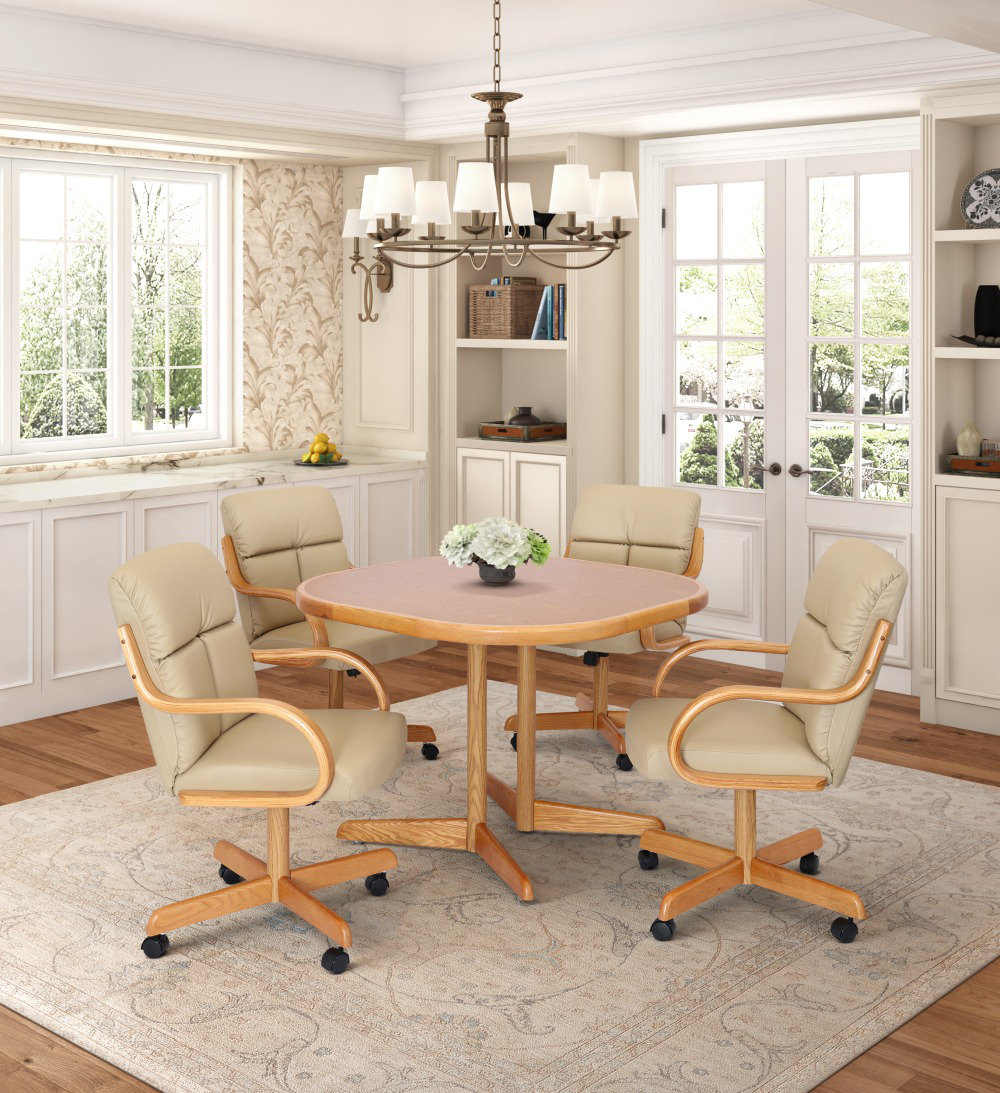 Caster Chair Company Jennita 5-Piece Double-Pedestal Caster Dining Set ...