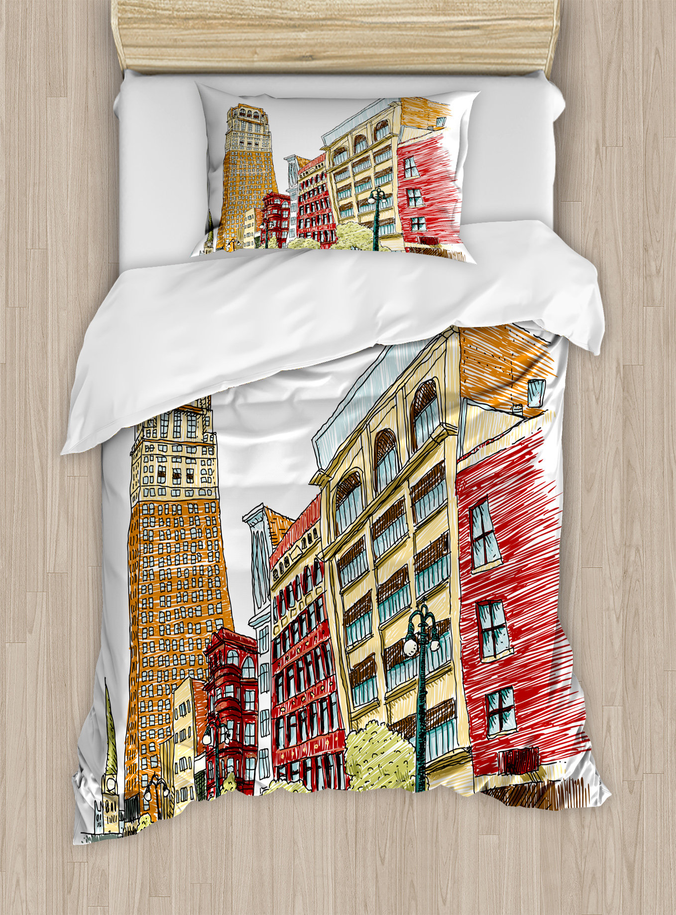 Ambesonne Buildings on Woodward Avenue in Downtown Artistic Sketchy ...