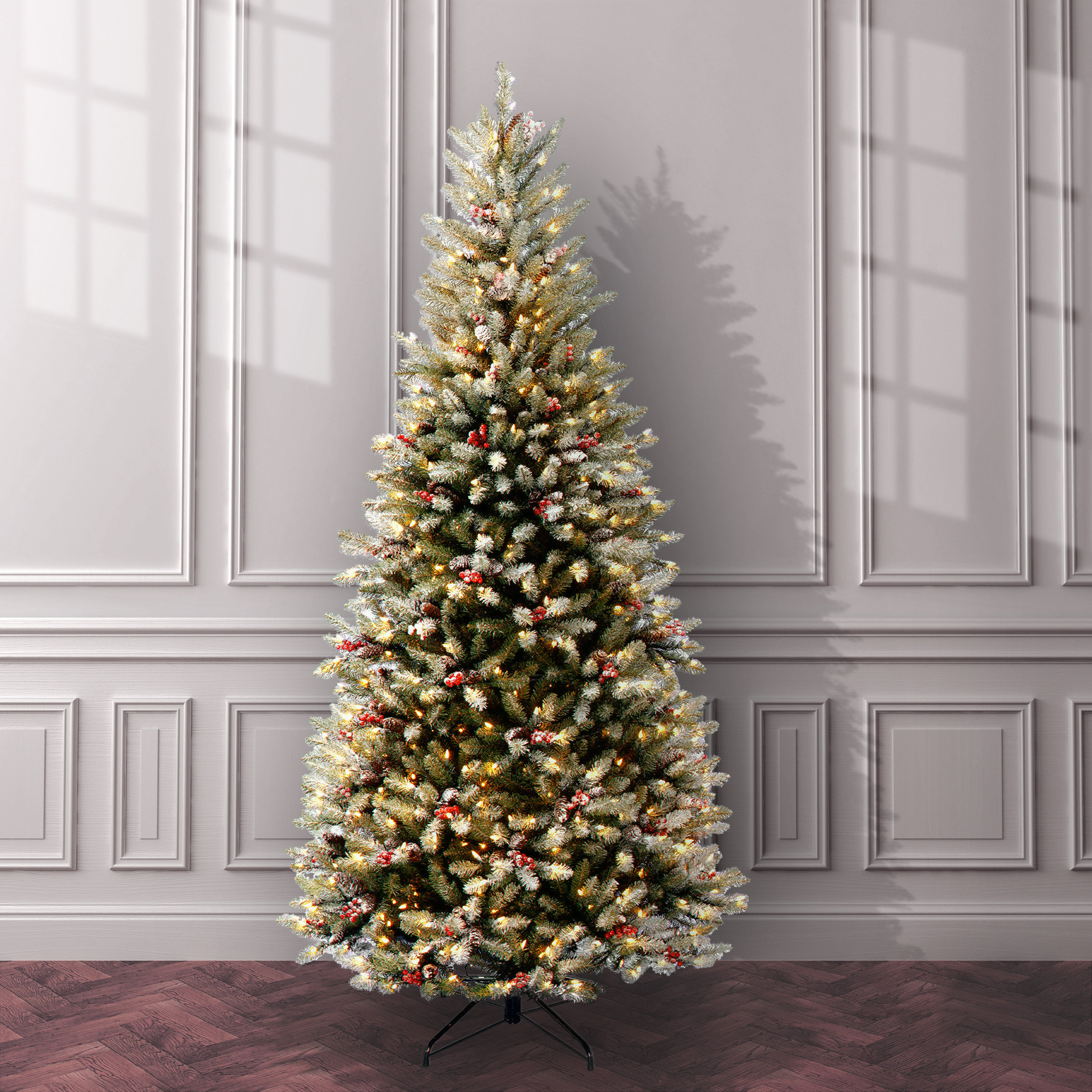 The Holiday Aisle® Dunhill Fir Slim Tree with Clear Lights & Reviews ...