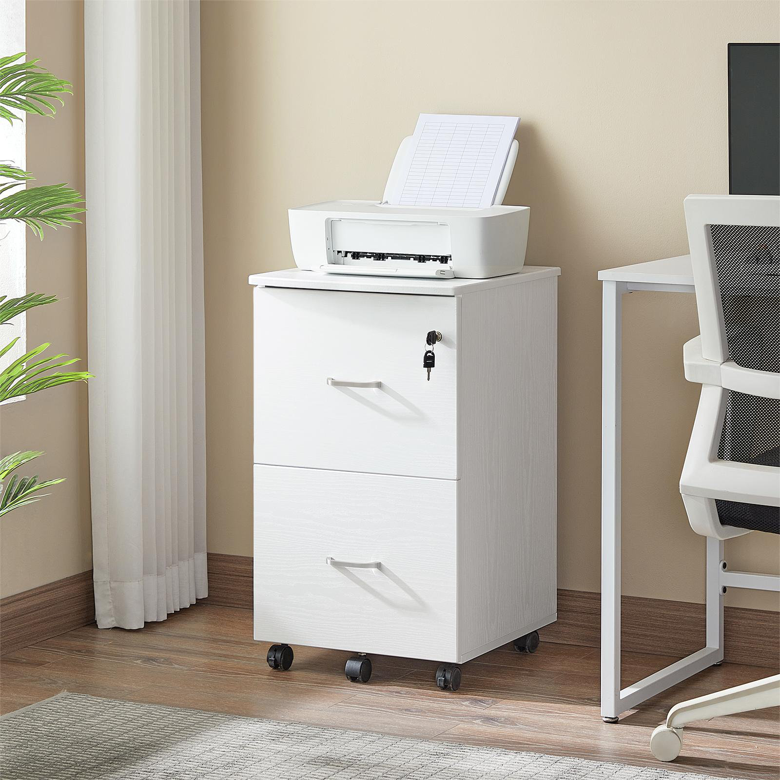 Inbox Zero 2-Drawer File Cabinet, 16.9'' Wide Locking Filing Cabinet ...