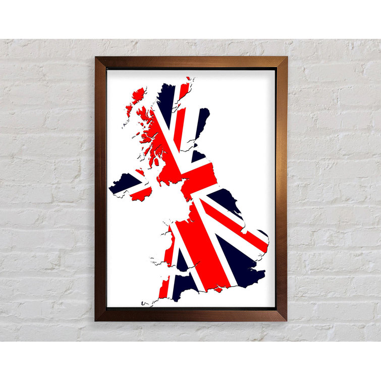 Bright Star Map Of Britain Flag - Single Picture Frame Art Prints ...