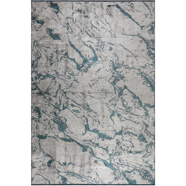 Woven Concepts Rapture Siver Gray/Teal Blue Abstract Luxury Area Rug ...