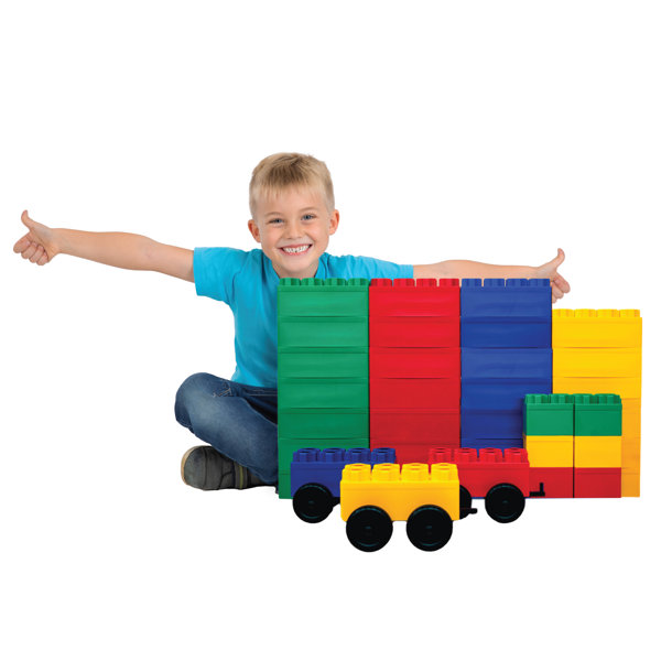 BiggoBlocks Jumbo Blocks, 36 PC Set with Wheels, for Kids Ages 4-8 ...