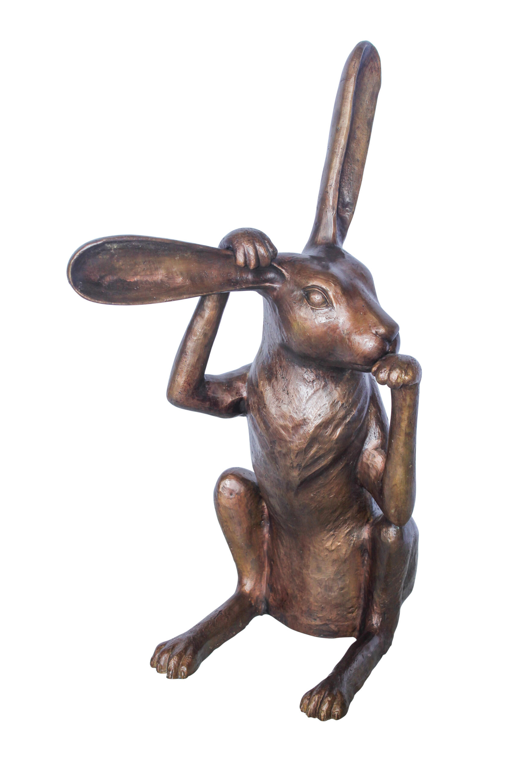 NIFAO Pondering Bunny Rabbit Bronze Statue, Charming Home Decor 8" x 14 ...