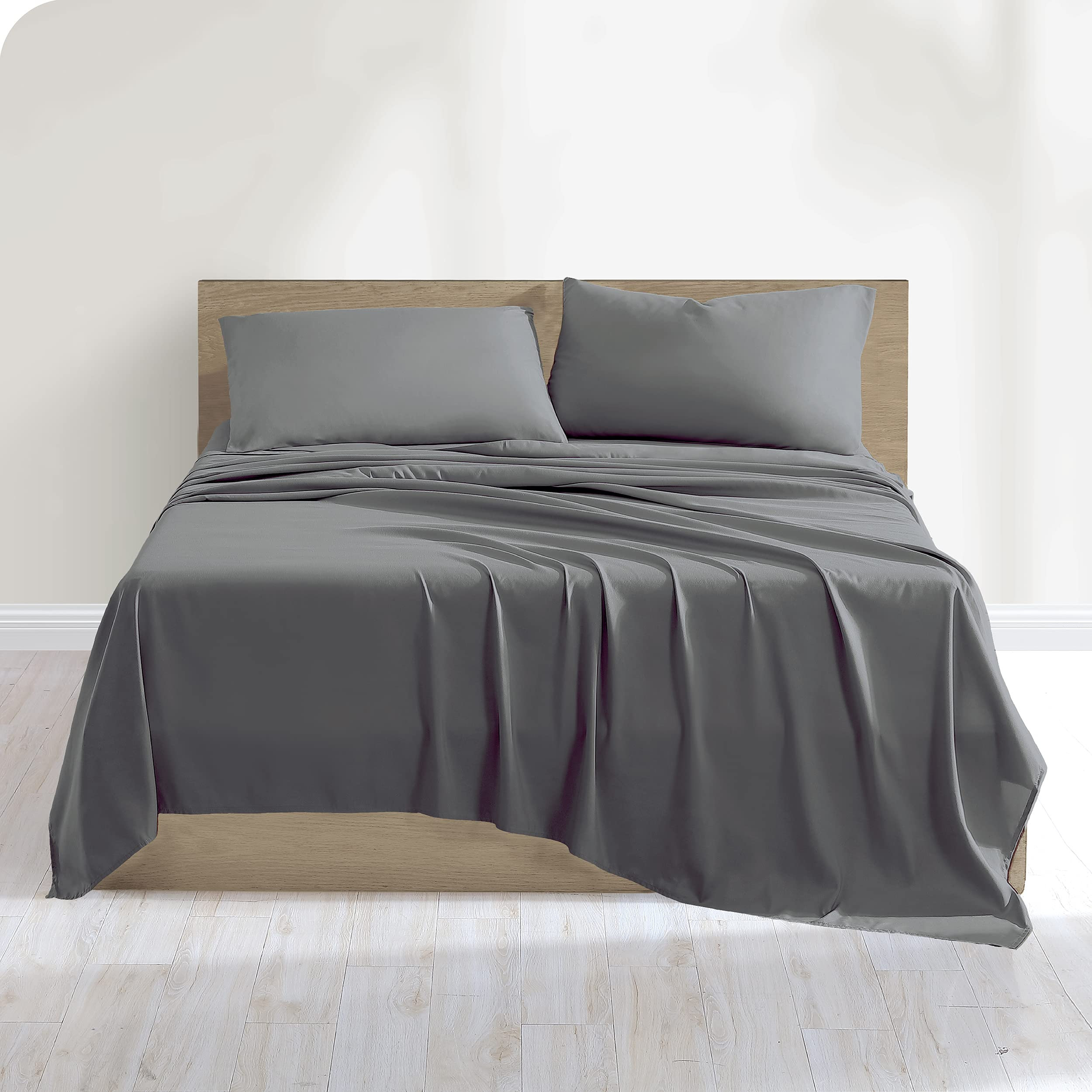 KOZIS Luxe Sheet Set Light Gray Supima Certified Cotton 5 Piece Bedding ...