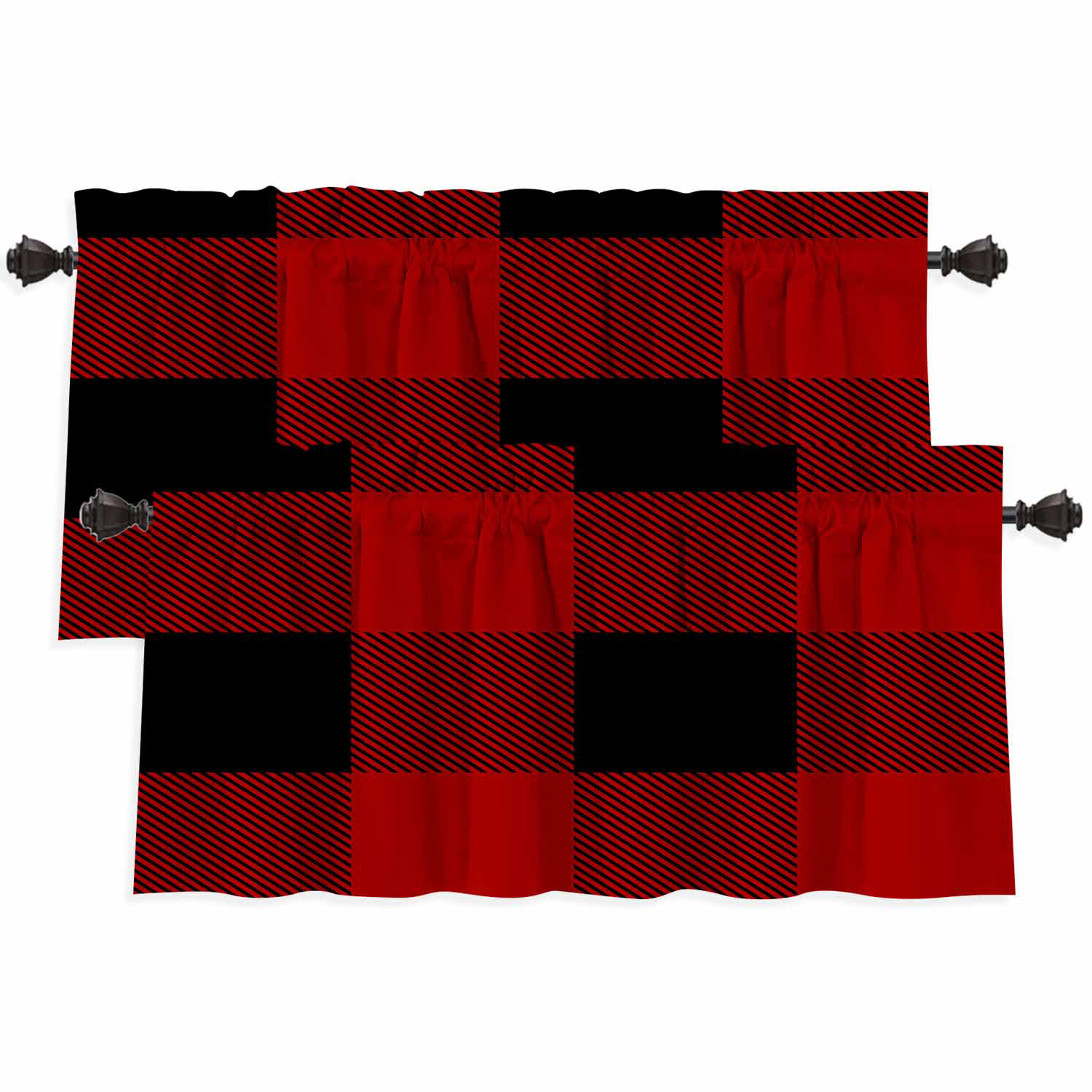 Ophelia & Co. Black 52"W Lumberjack Plaid Buffalo Check Window Valance ...