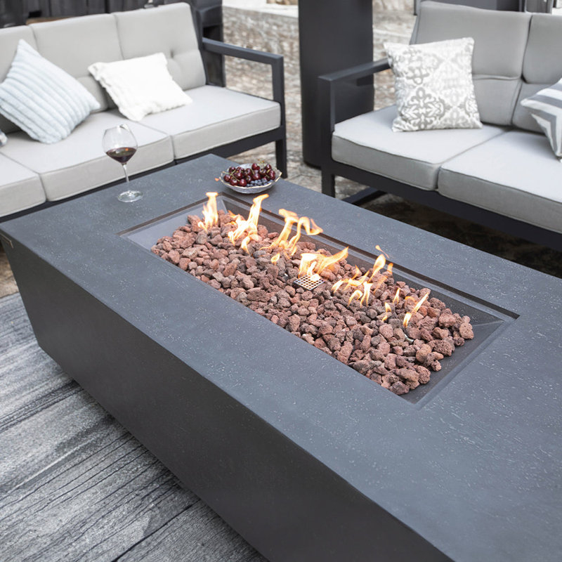Envelor Andes 22'' H x 66'' W Concrete Propane Outdoor Fire Pit Table ...