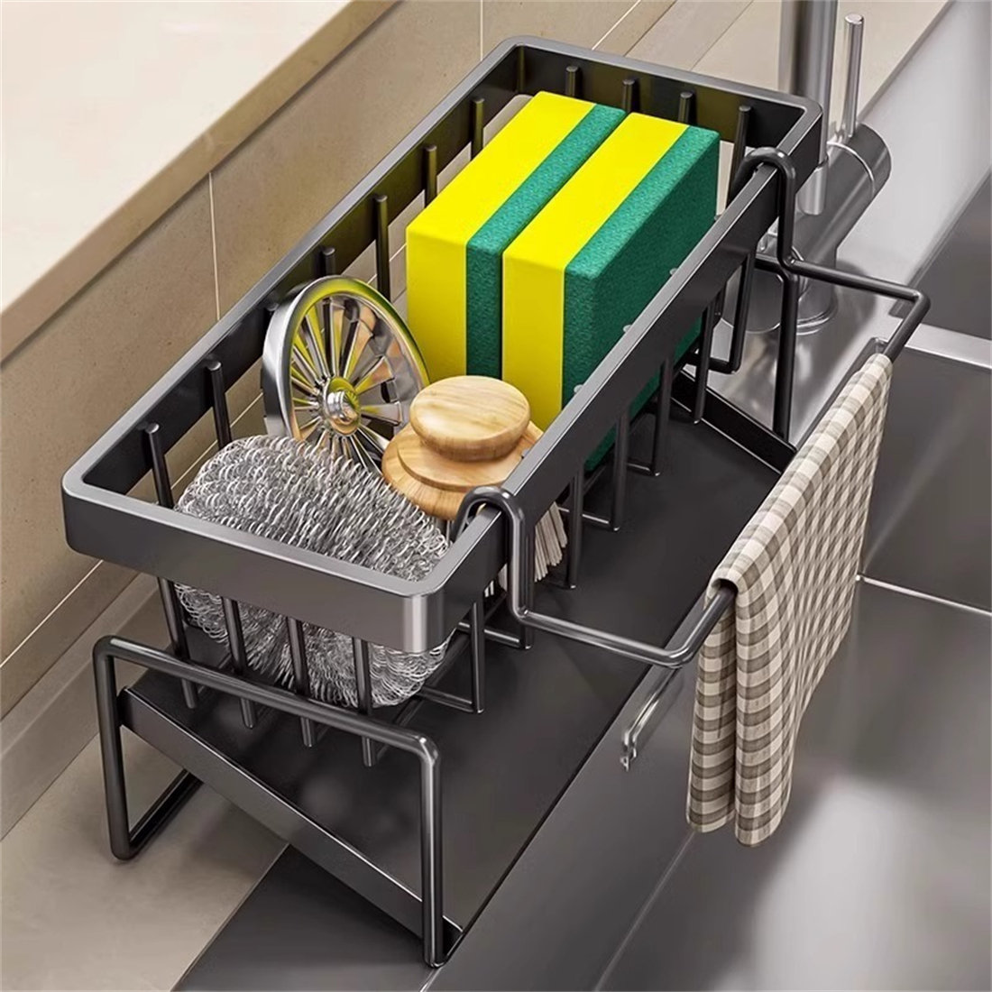 WKING Kitchen Sink Caddy Organizer - Sponge Holder, Drain Rack, Wire ...