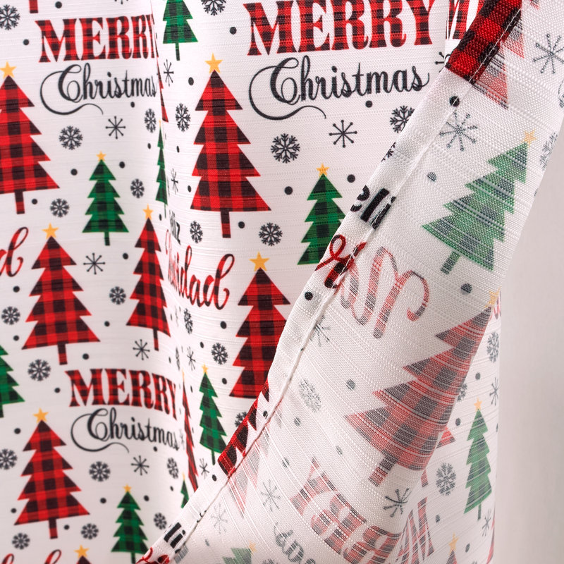 The Holiday Aisle® Jadrian 52'' W Kitchen Curtain in White/Red | Wayfair