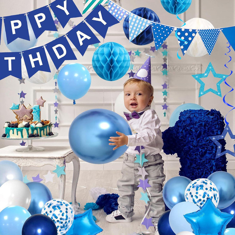 The Party Aisle™ Birthday Decorations Blue Party Decorations | Wayfair
