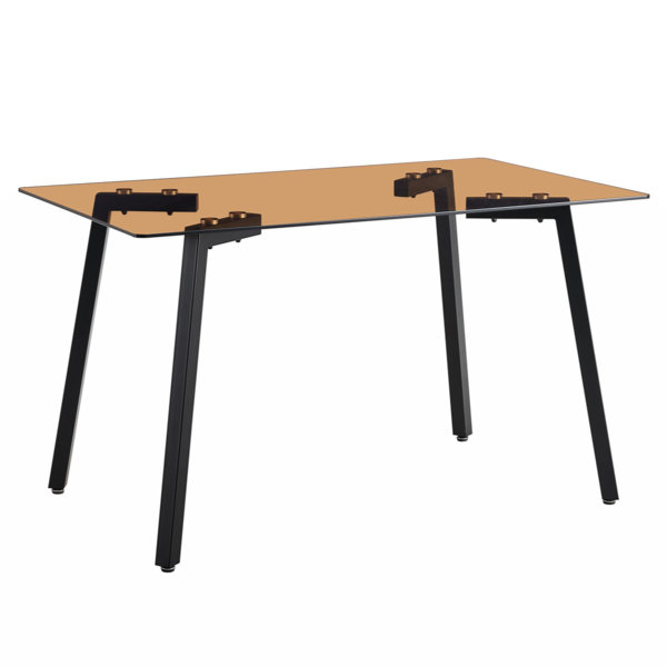 Wrought Studio Adonte Glass Top Dining Table | Wayfair