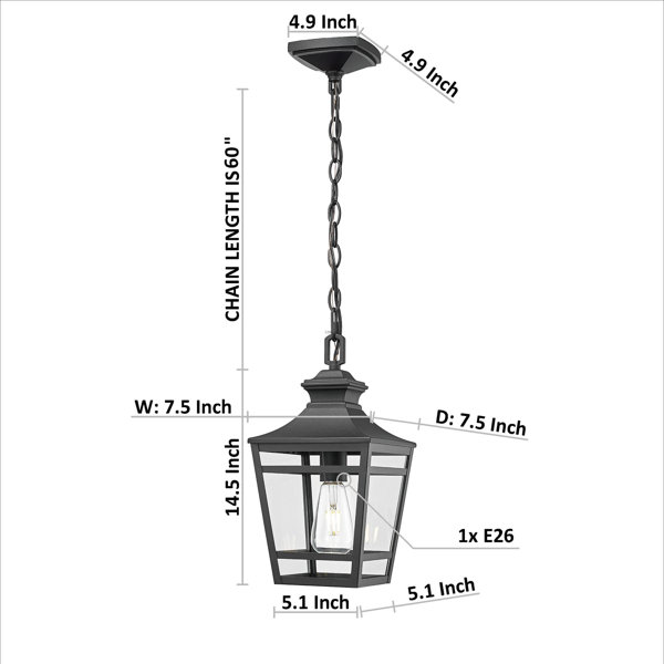Williston Forge Outdoor Pendant Light E26 Socket, 14.5'' Modern ...