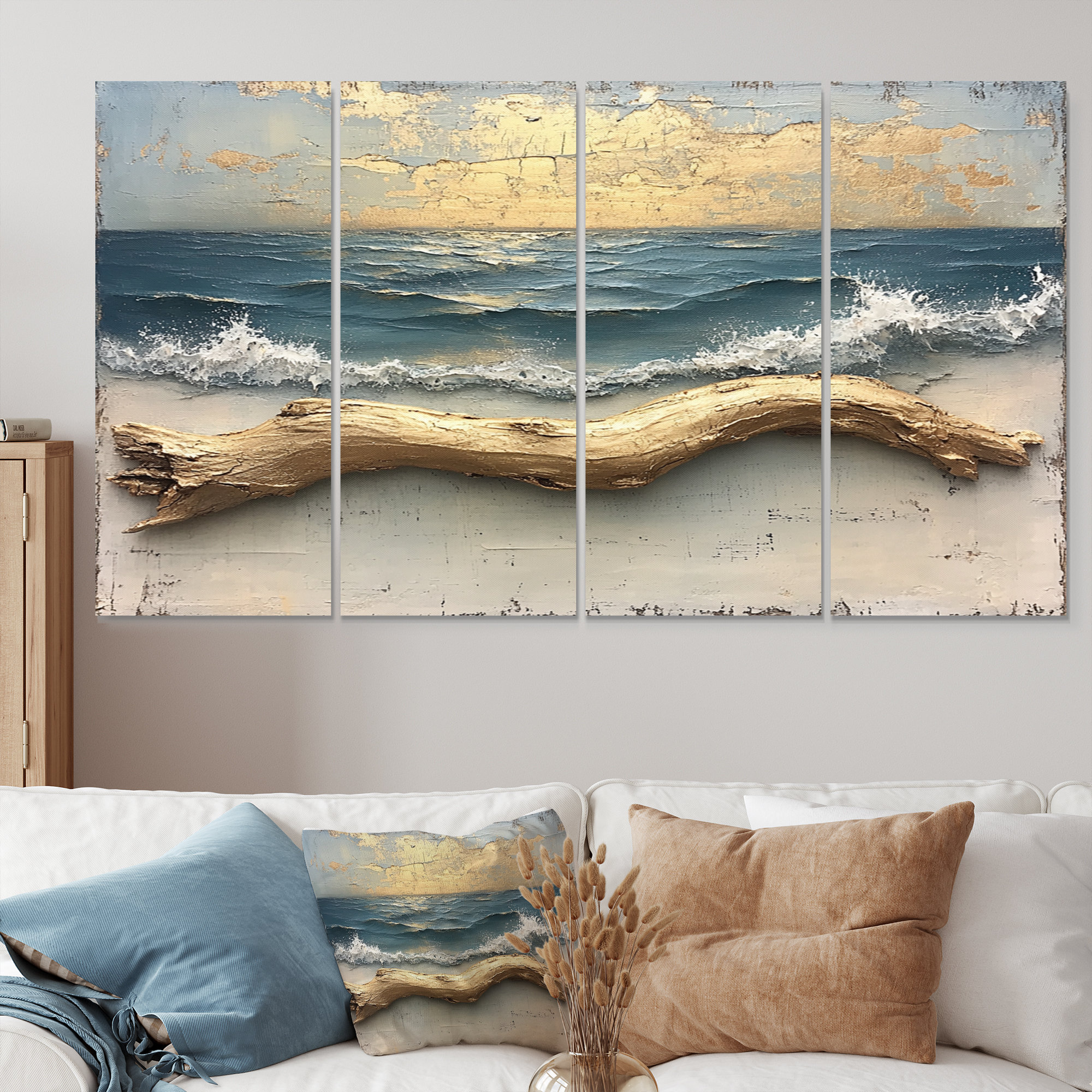 Beachcrest Home Gold Blue Driftwood Wishes Fulfilled I - Coastal Wall ...