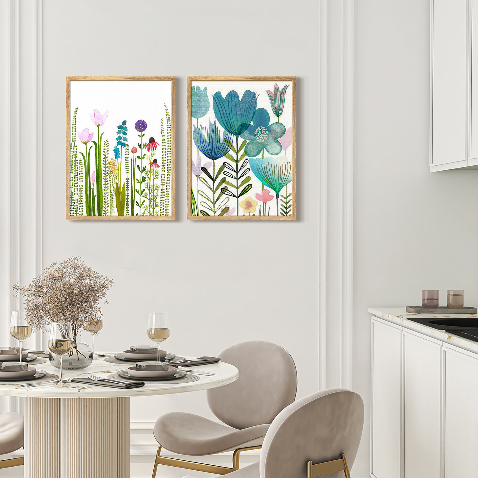 SIGNLEADER Green Wildflowers Variety Vibrant Modern Artwork Framed ...