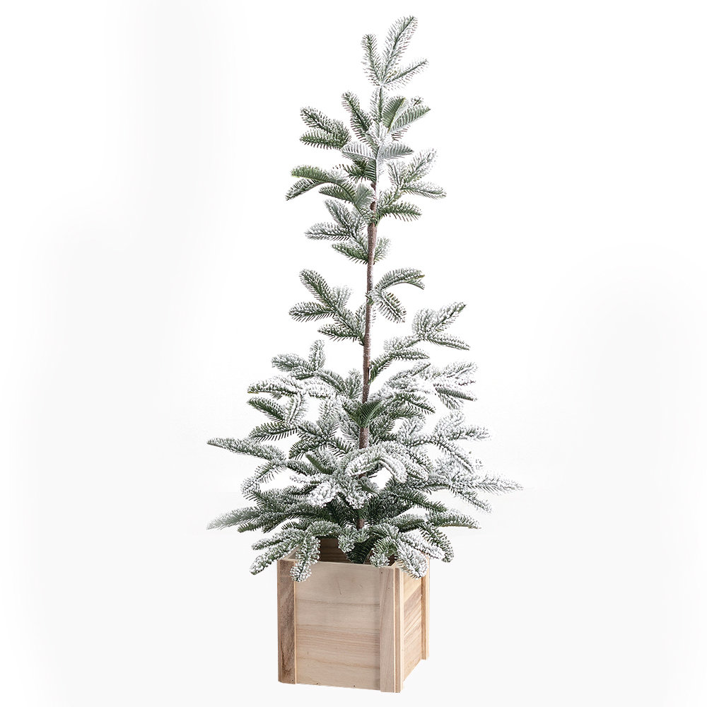 The Holiday Aisle® Flocked Pine Tree in Pot | Wayfair