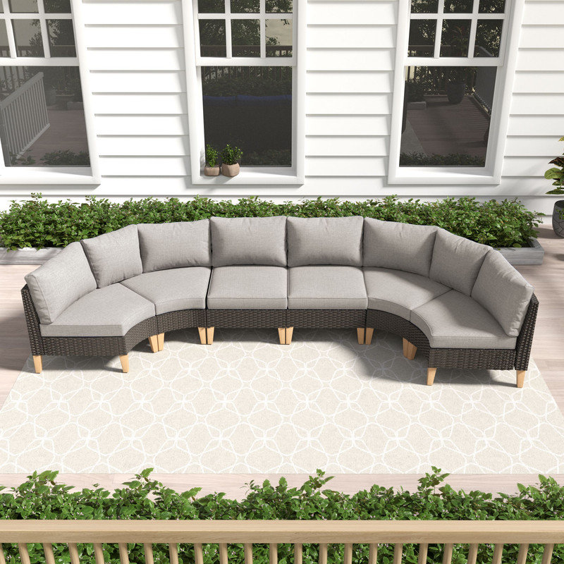 Latitude Run® Biance 160'' Wide Outdoor Curved Patio Sectional Set with ...