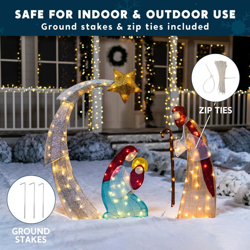 Joiedomi 5Ft LED Yard Lights - Tinsel Nativity Scene (Warm White ...