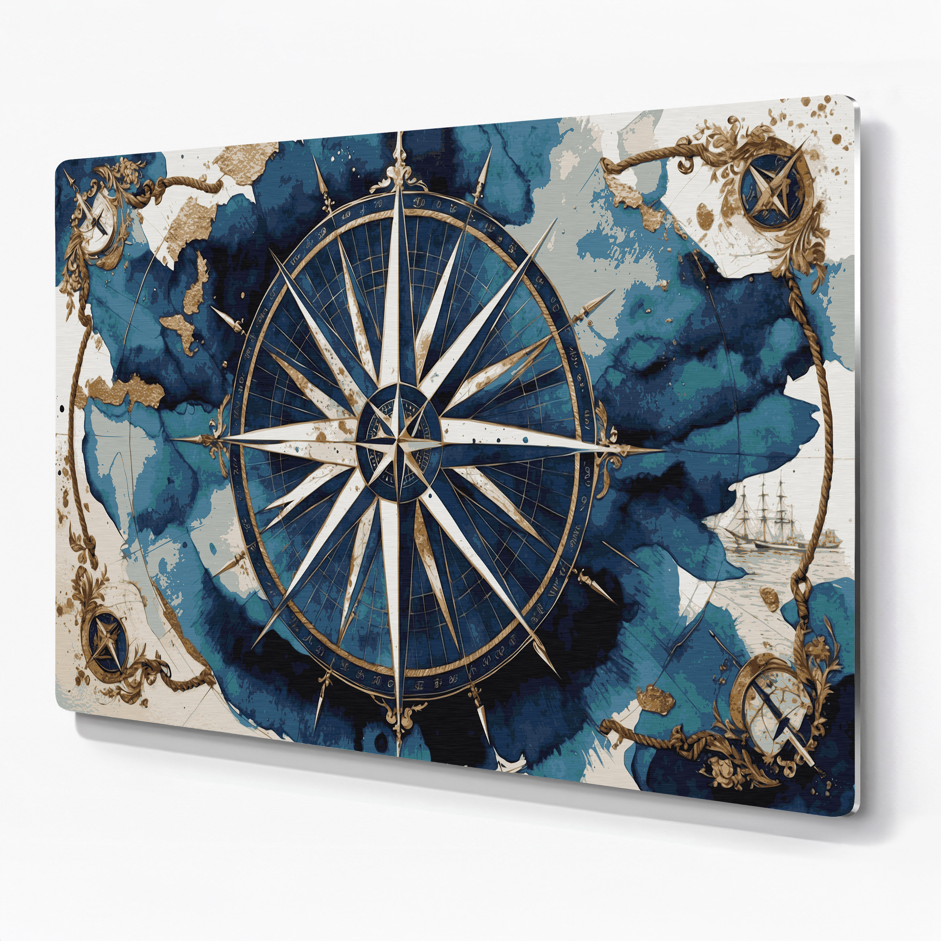 Hokku Designs Nautical Wind rose designs Gray Metal Wall Art | Wayfair