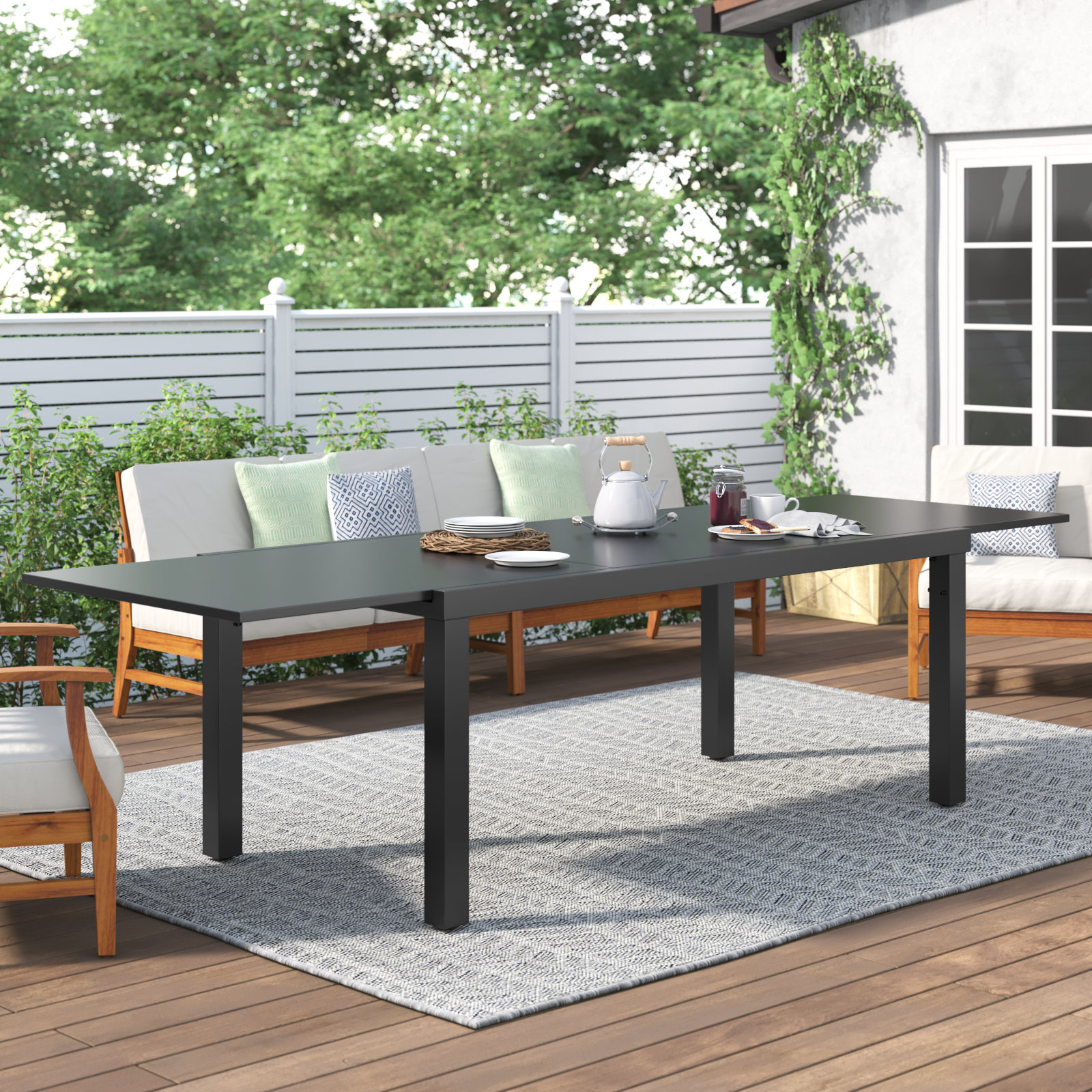 Lark Manor™ Argyri Extendable Metal Frame Powder-coated Outdoor Patio ...