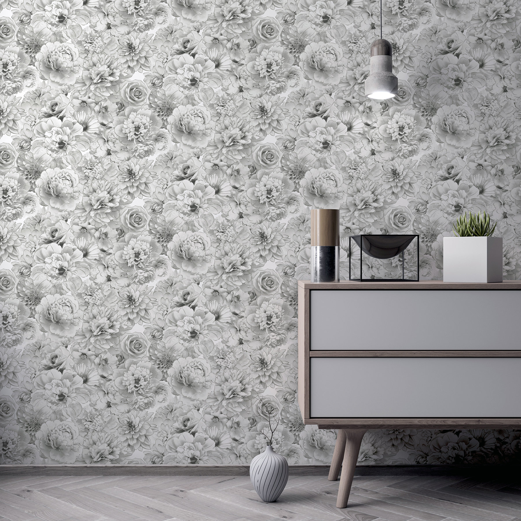 Winston Porter Clarissa Grey Glitter Bloom Wallpaper - Wayfair Canada