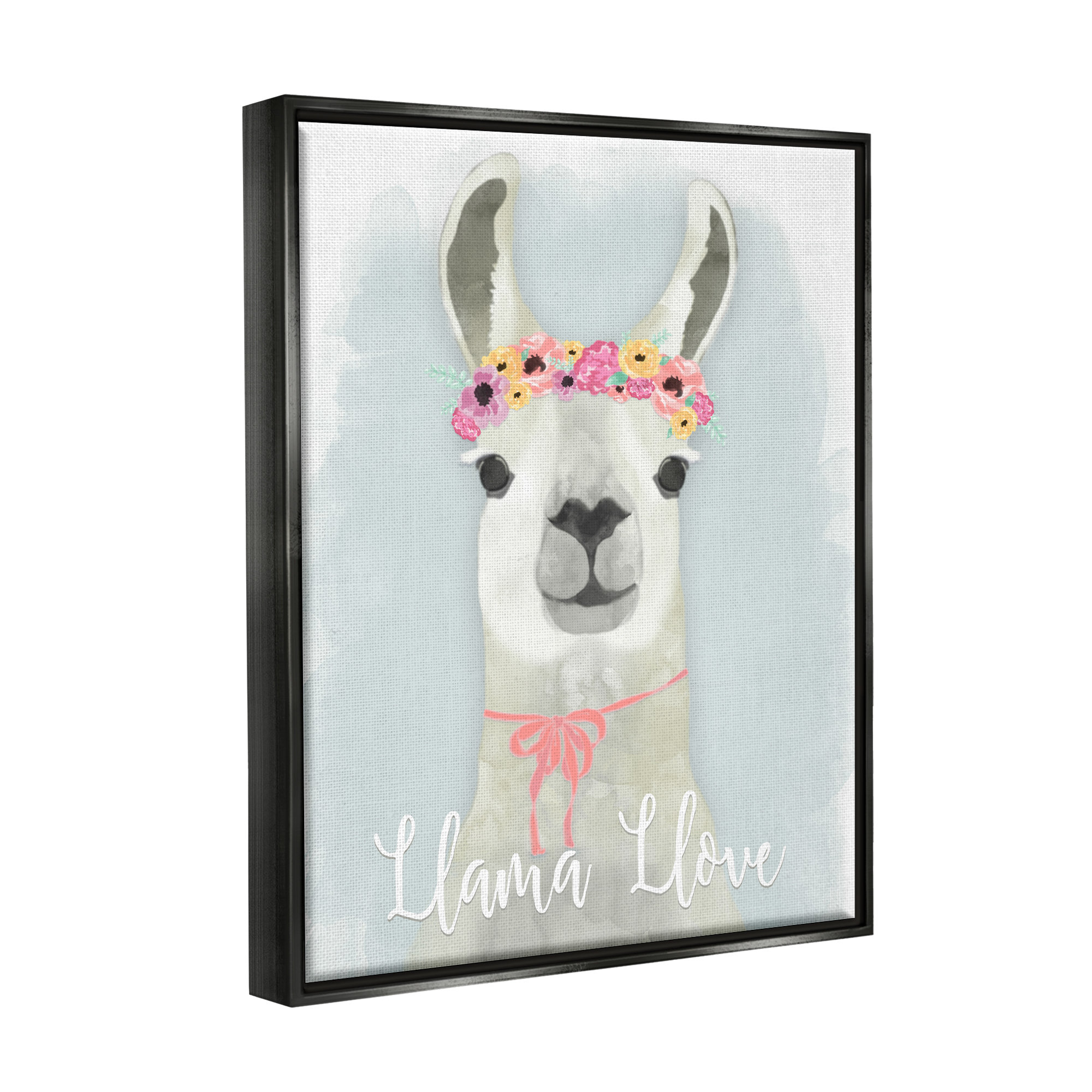 Stupell Industries Llama Love Pink Flower Tiara Canvas Wall Art By ...