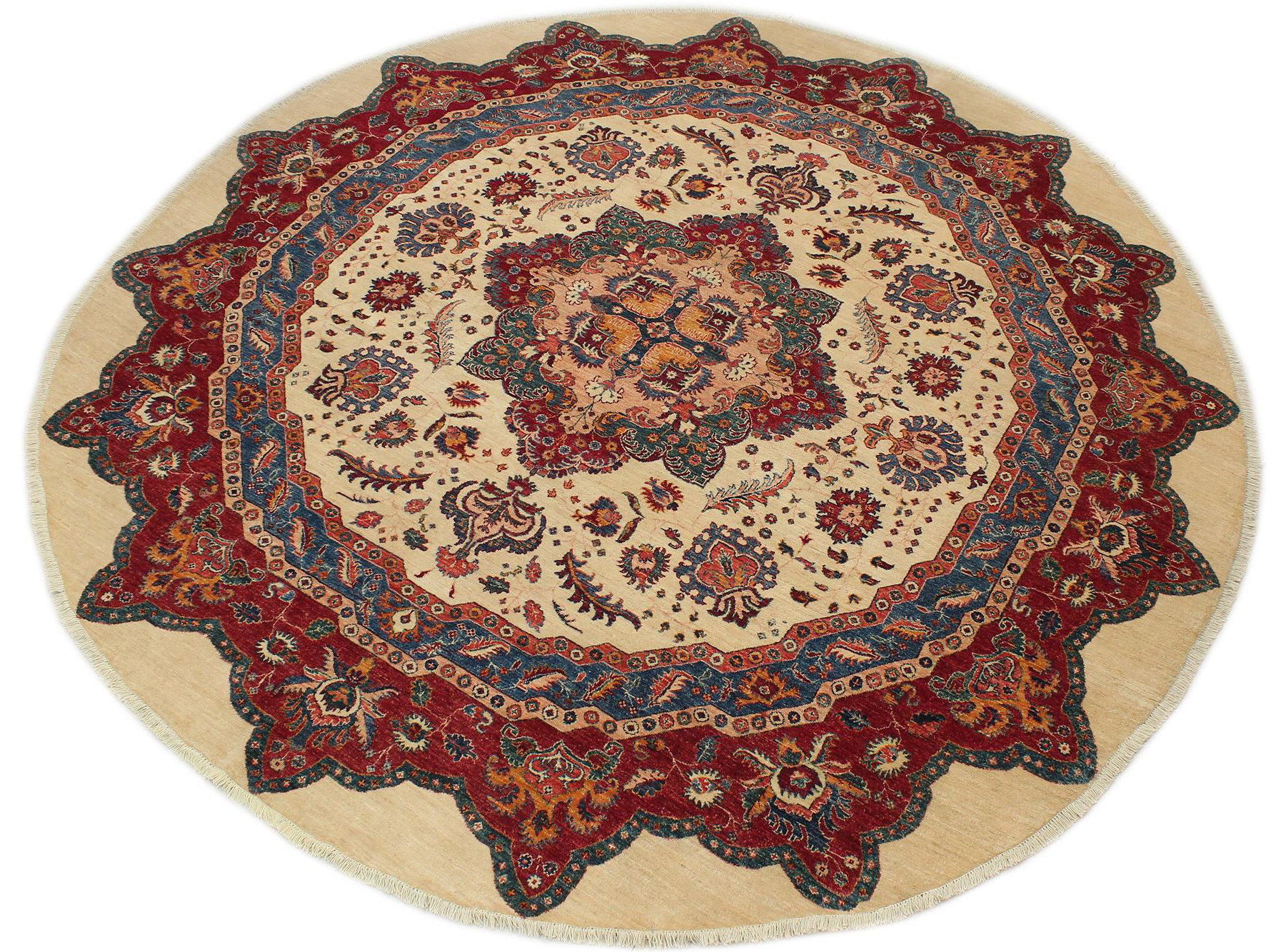 World Menagerie Cartley Oriental Hand-Knotted Round 10'3" Wool Area Rug ...