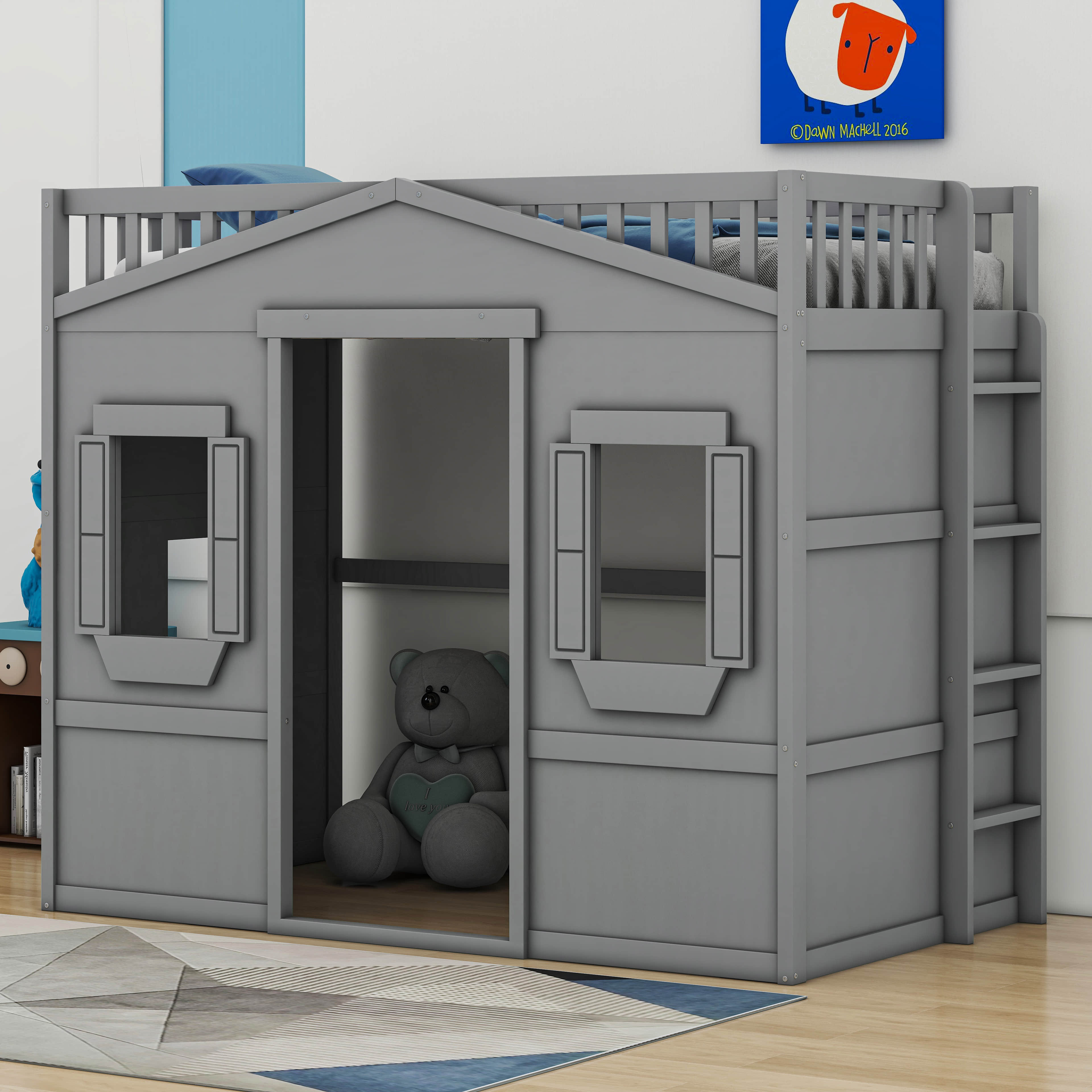 Cosmic Twin Size House Loft Bed With Ladder - Wayfair Canada