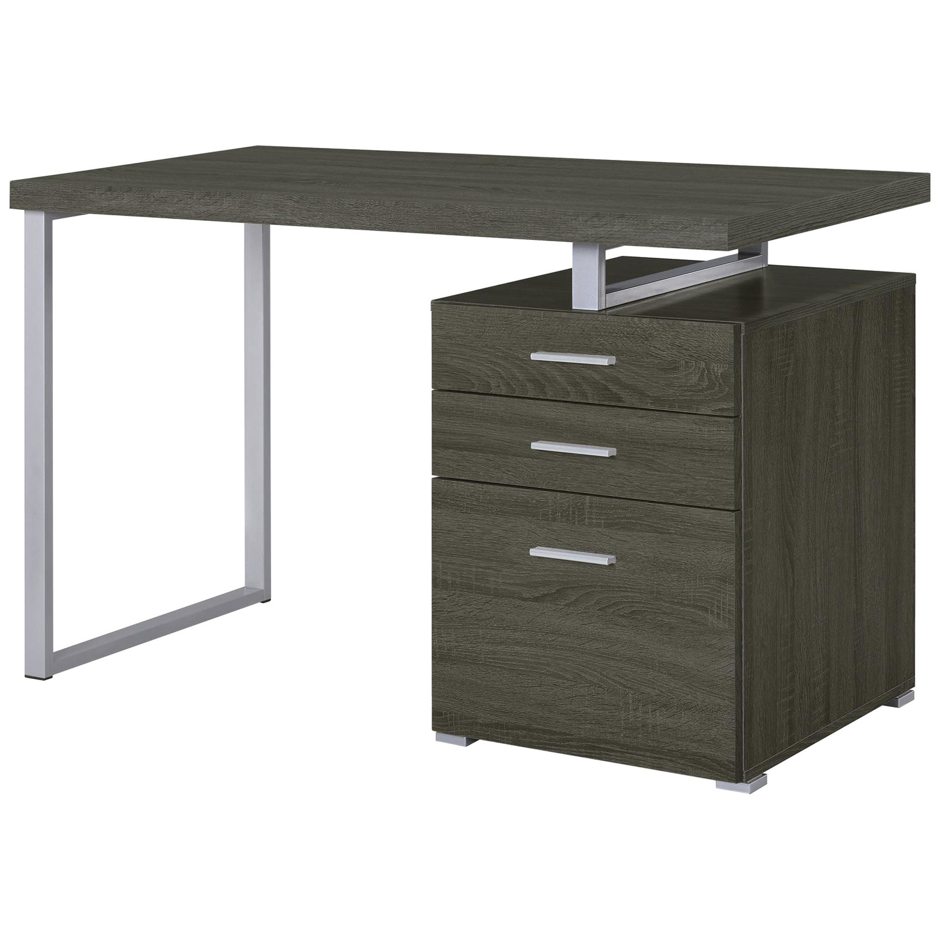 Ivy Bronx Contemporary 3 Weathered Grey Desk With Abundant Workspace ...