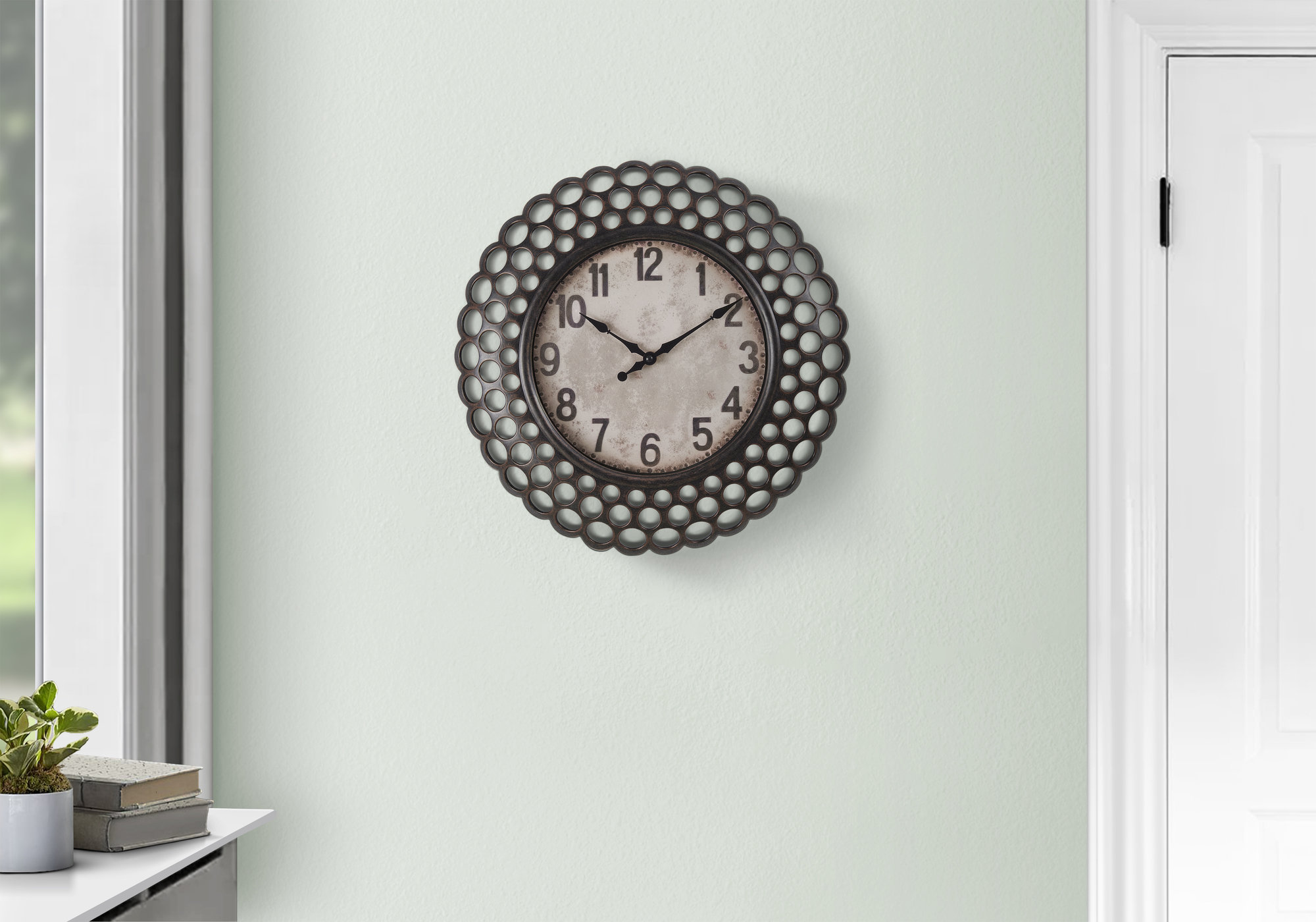 Winston Porter Clocks, 16" Round, Wall Clock, Dark Green, Transitional ...
