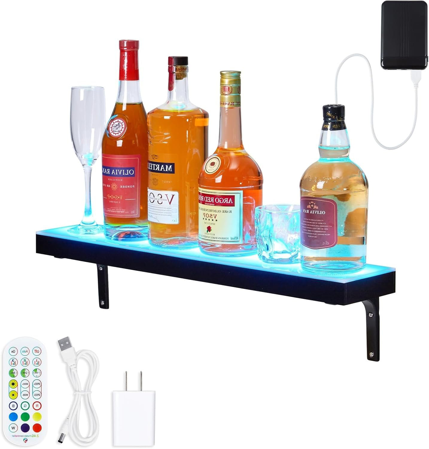 Wrought Studio™ LED Light-Up Wine Bottle Display Rack - Wall-Mounted ...