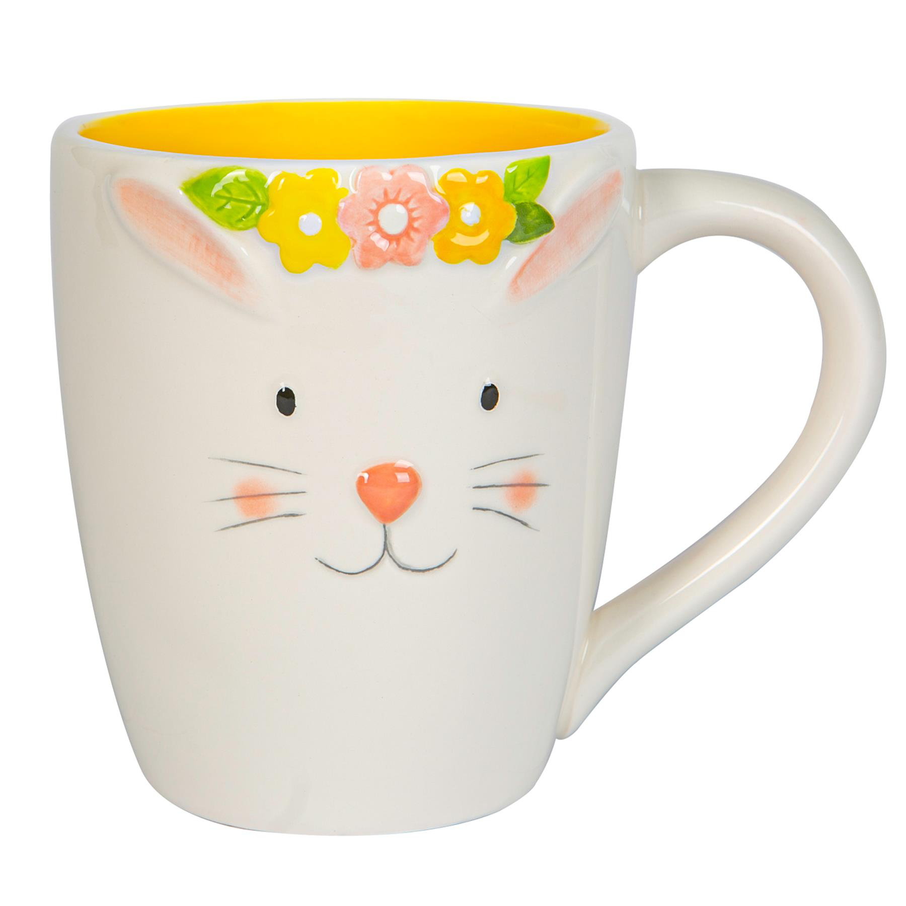 Nicola Spring - Yellow Flower Bunny Mug - 9.5cm - White | Wayfair.co.uk