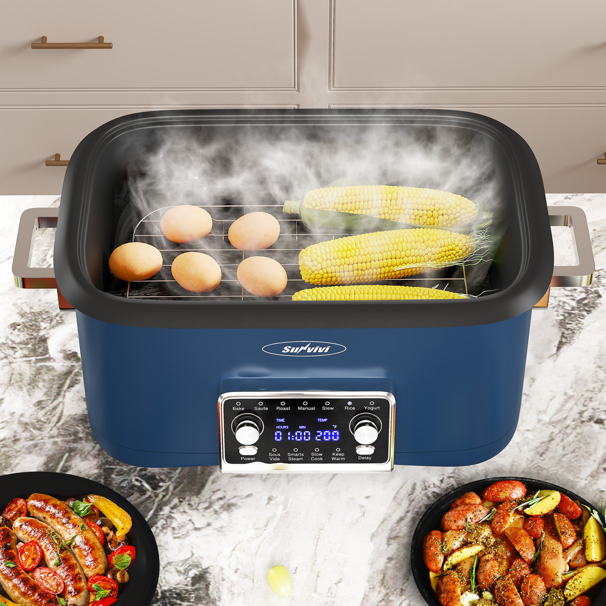 Green4ever 12-In-1 Digital Programmable Slow Cooker, 8 Quart Multi ...