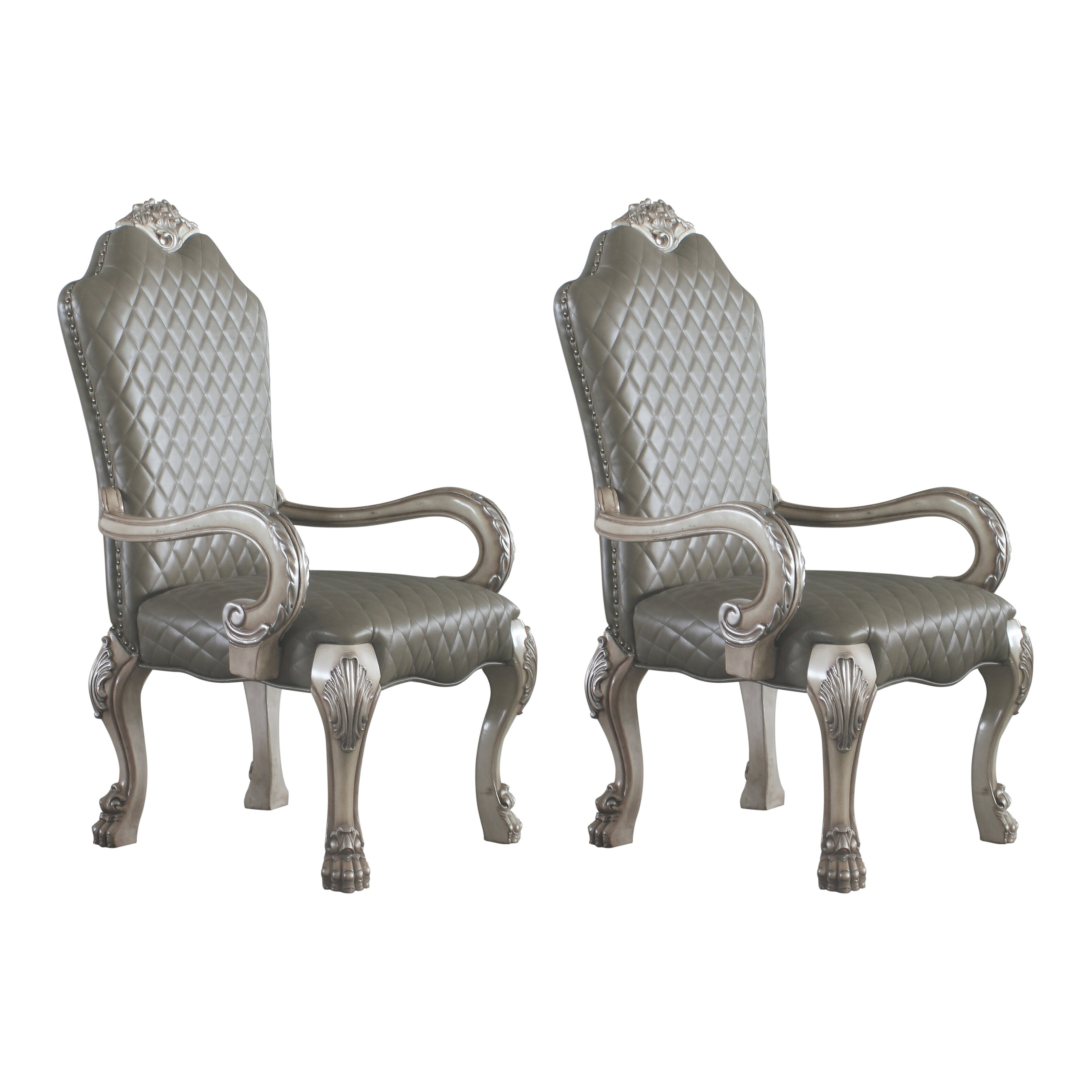 Rosdorf Park Altay Upholstered Armchair in Vintage Bone White and Gray ...