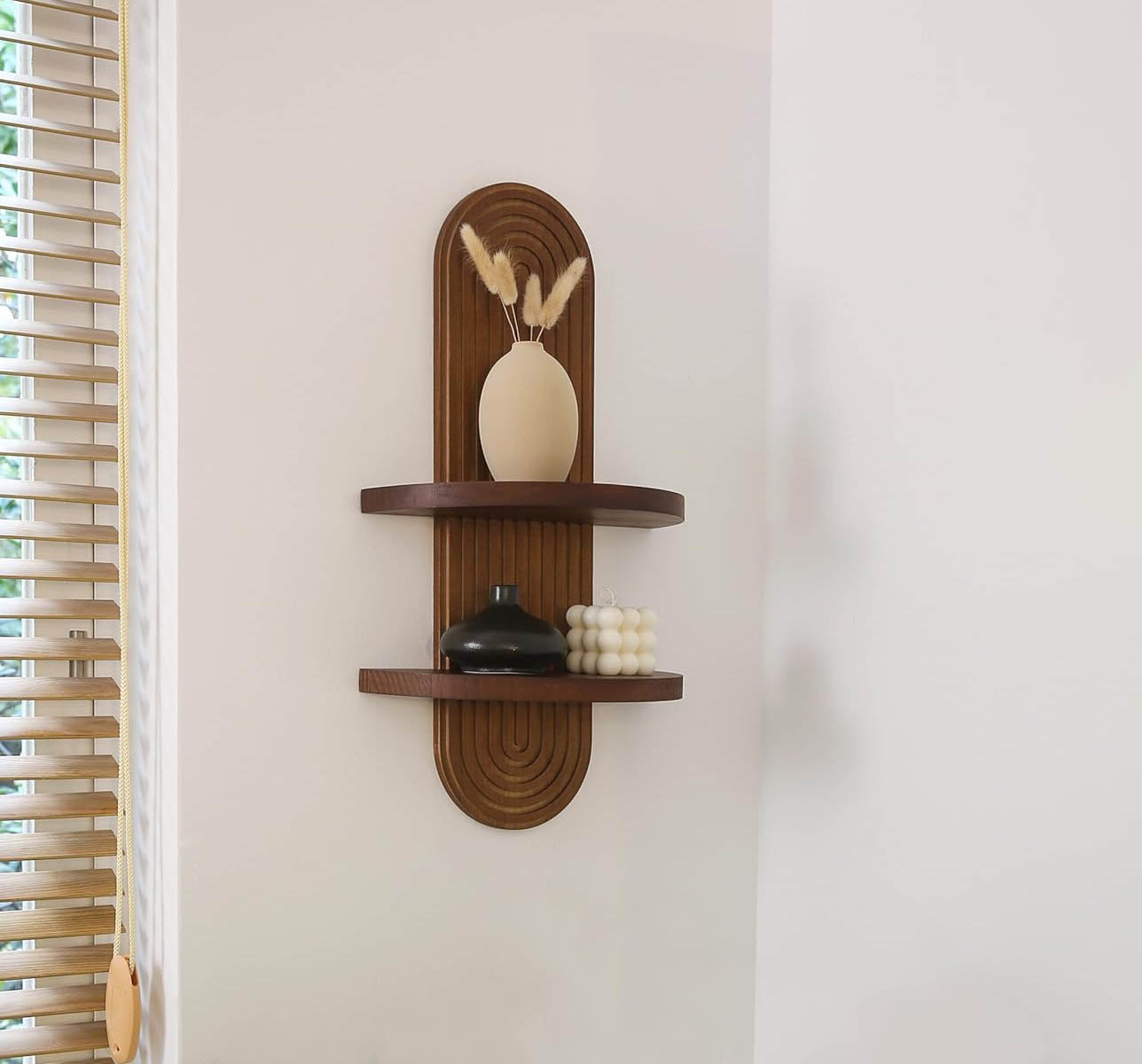 Millwood Pines Modern Wall Shelf Mid-Century Double Floating Rainbow ...