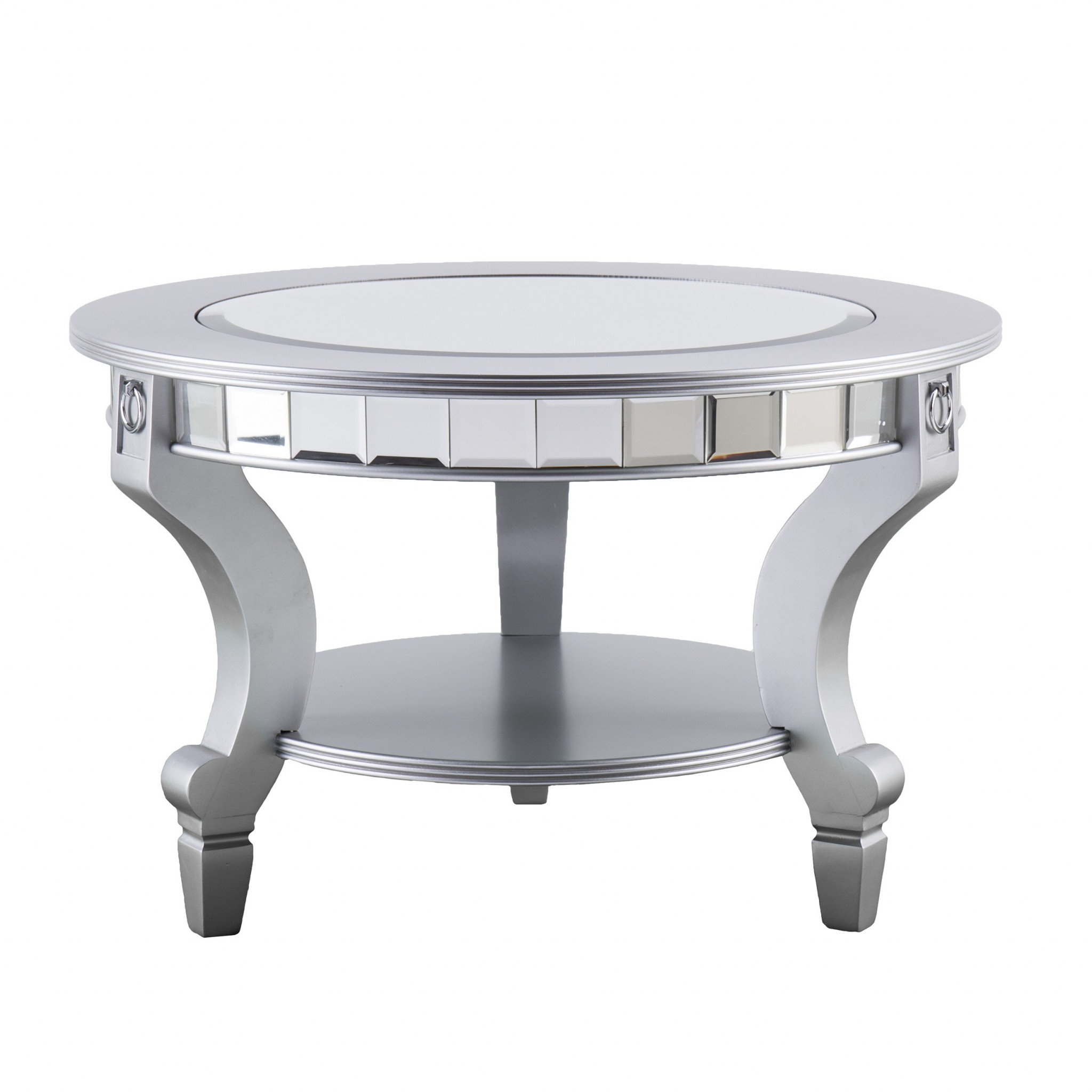 Everly Quinn 29" Silver Mirrored And Metal Round Mirrored Coffee Table ...