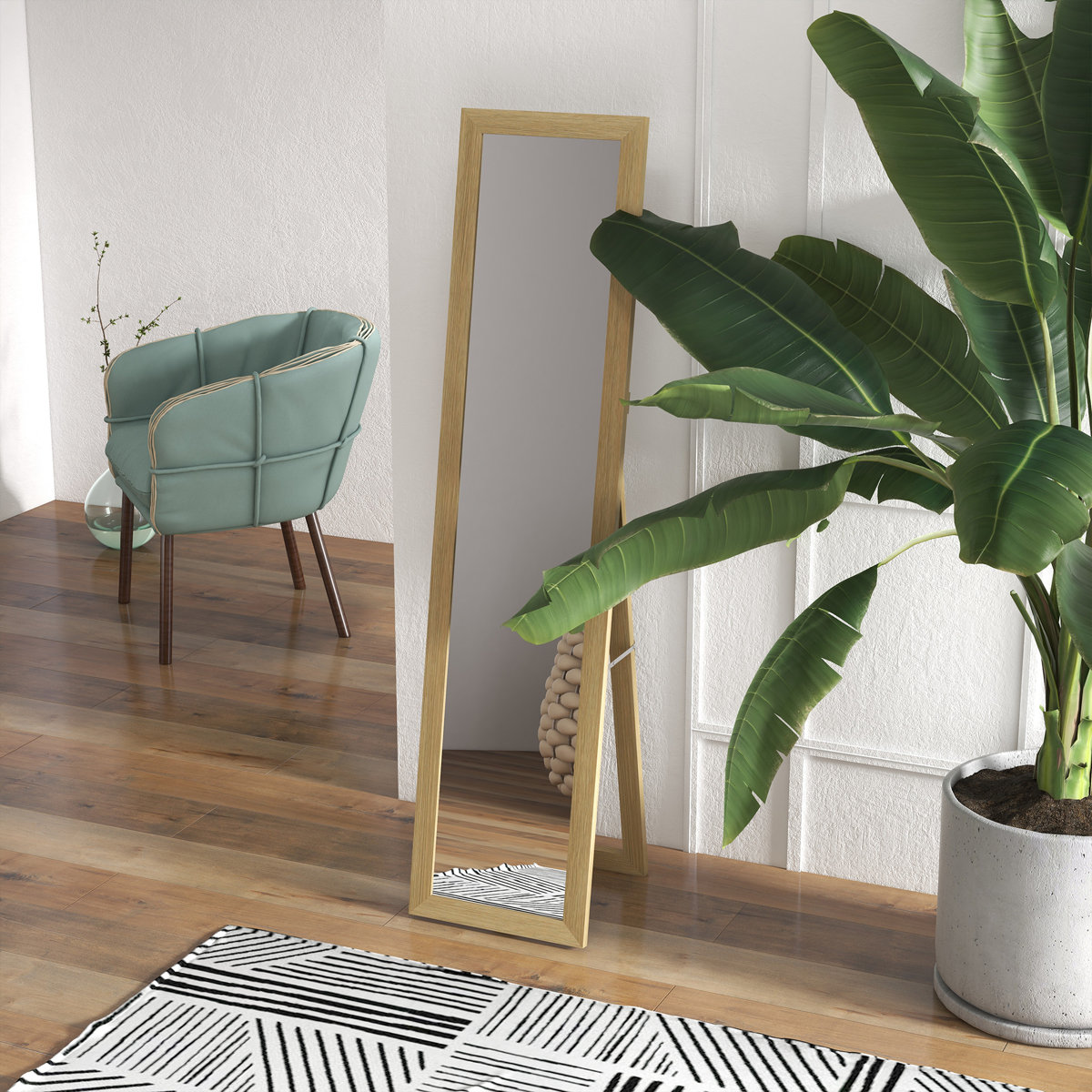 17 Stories Mahalet Rectangle Wood Floor Mirror & Reviews | Wayfair.co.uk