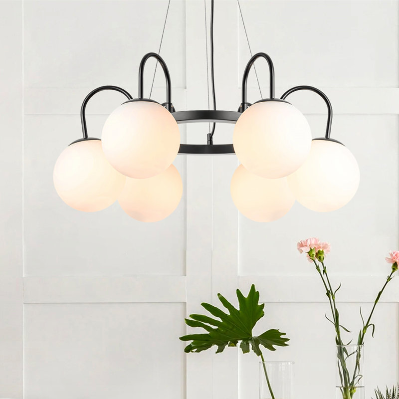 George Oliver Royelle 6 - Light Dimmable Wagon Wheel Modern Glass ...