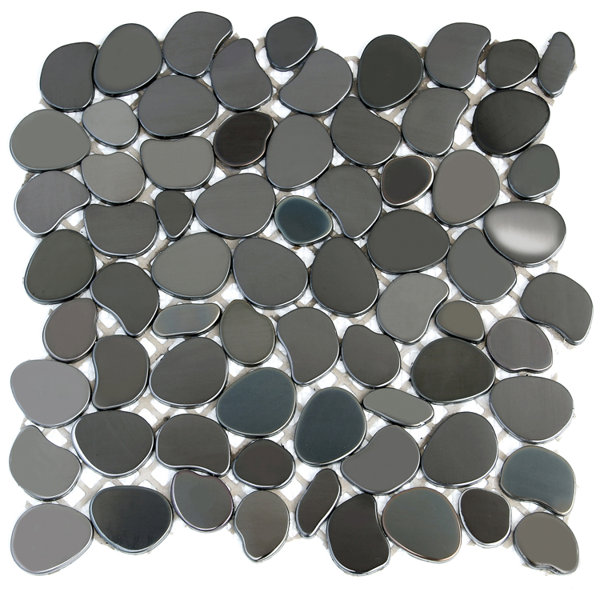 Solistone Freeform Random Sized Metal Pebble Tile in Zenith | Wayfair