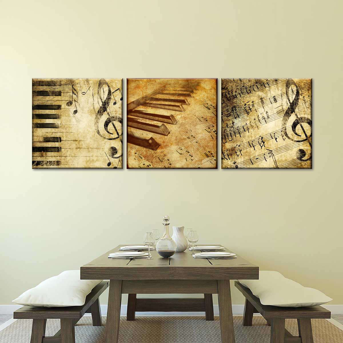 Winston Porter Grunge Music Notes Wall Art Multi Piece Canvas Print ...