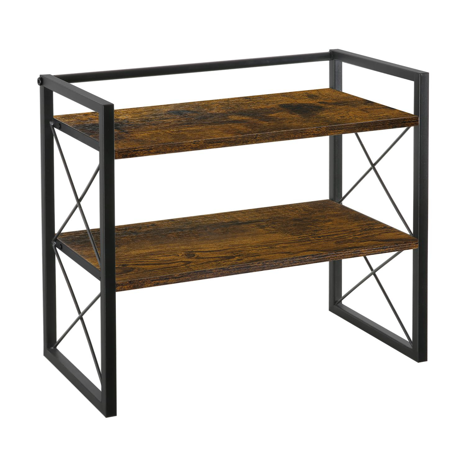 Latitude Run® 2 Tier Desktop Shelf Organizer, Office Shelves, Wood Desk ...