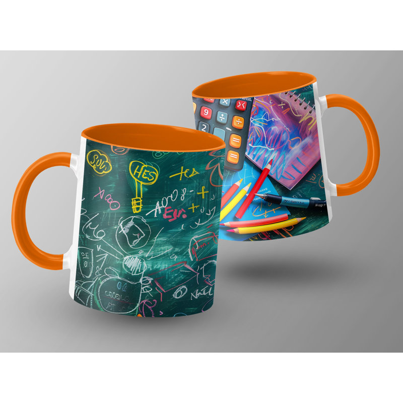 East Urban Home Kids Drawing Style 11oz Accent Mug – White Ceramic ...