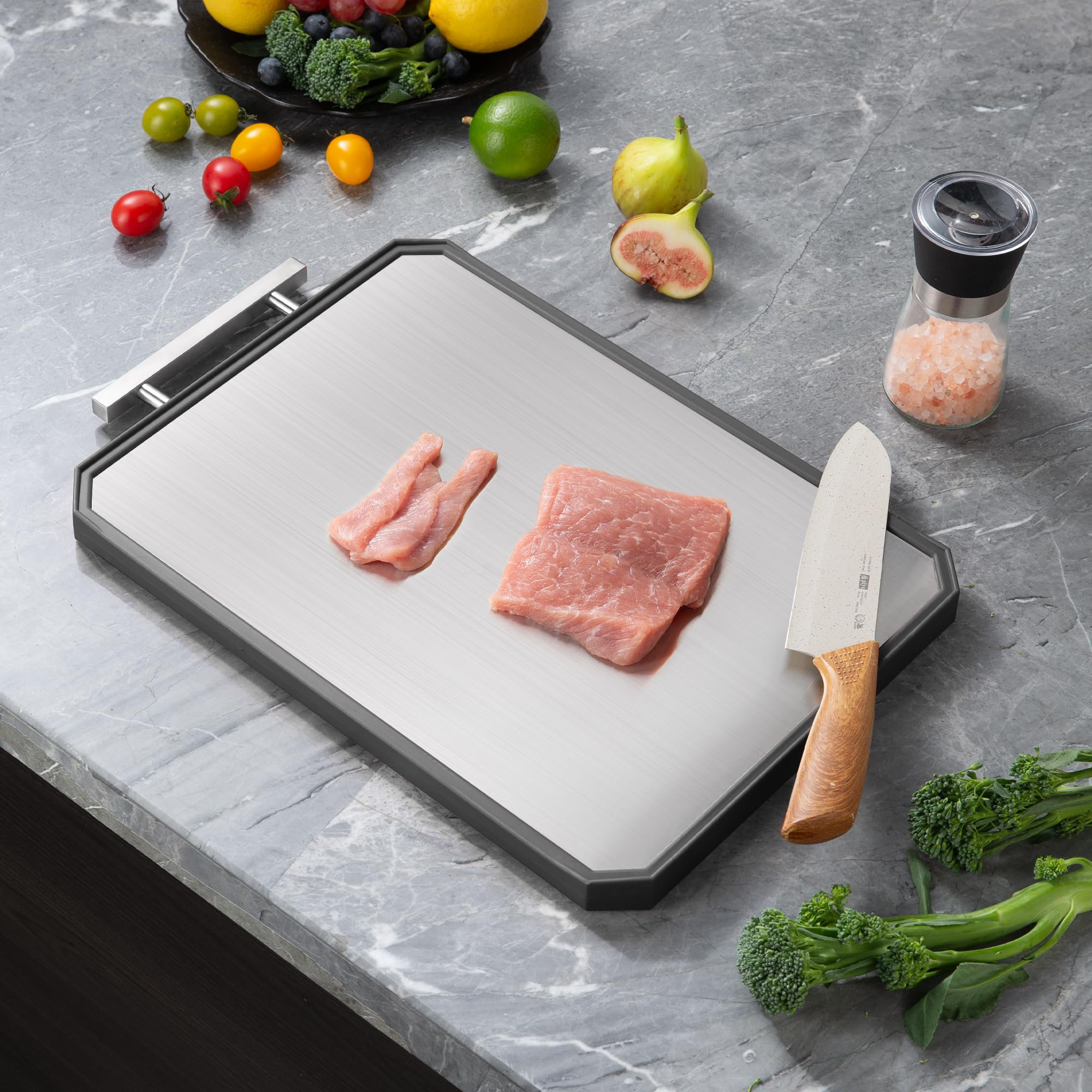 tangmaikeji 2 In 1 Stainless Steel Cutting Board With Handle Chopping ...