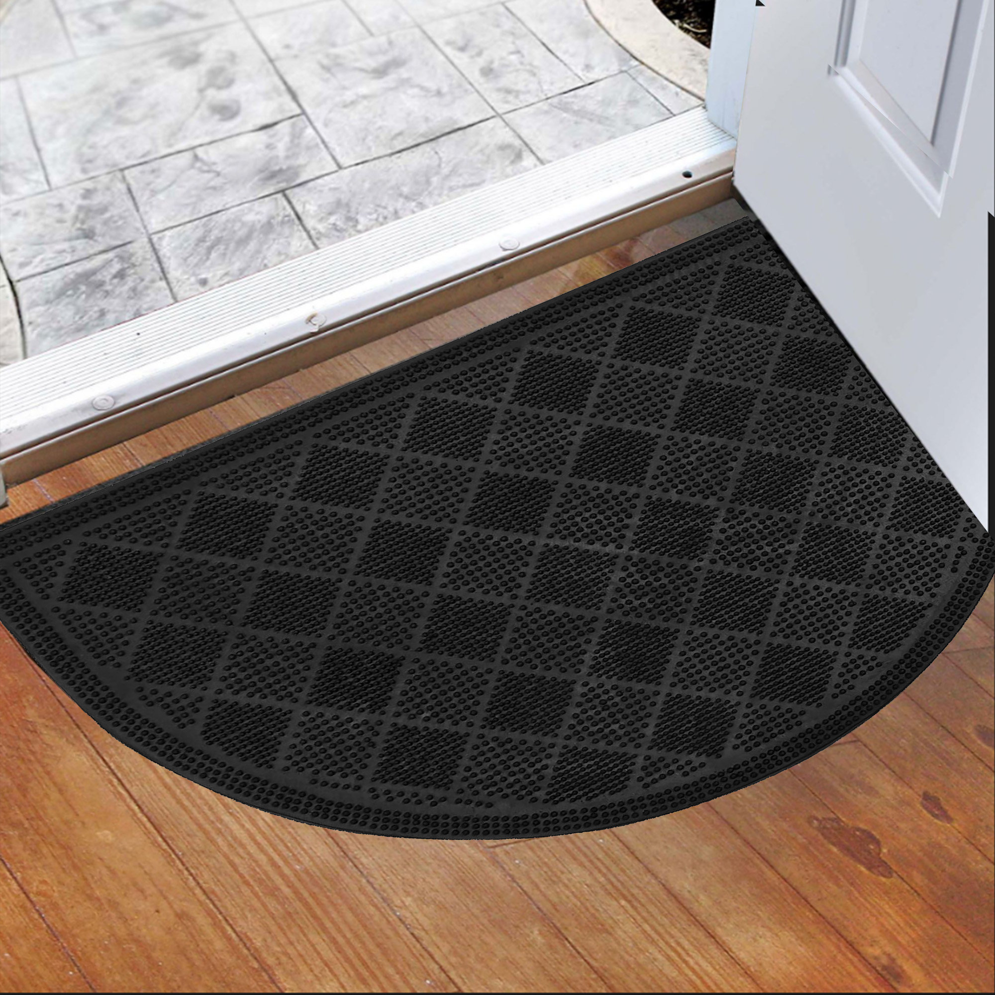 Evideco Outdoor Half Round Door Mat 24x16 Drew Checkerboard Design ...