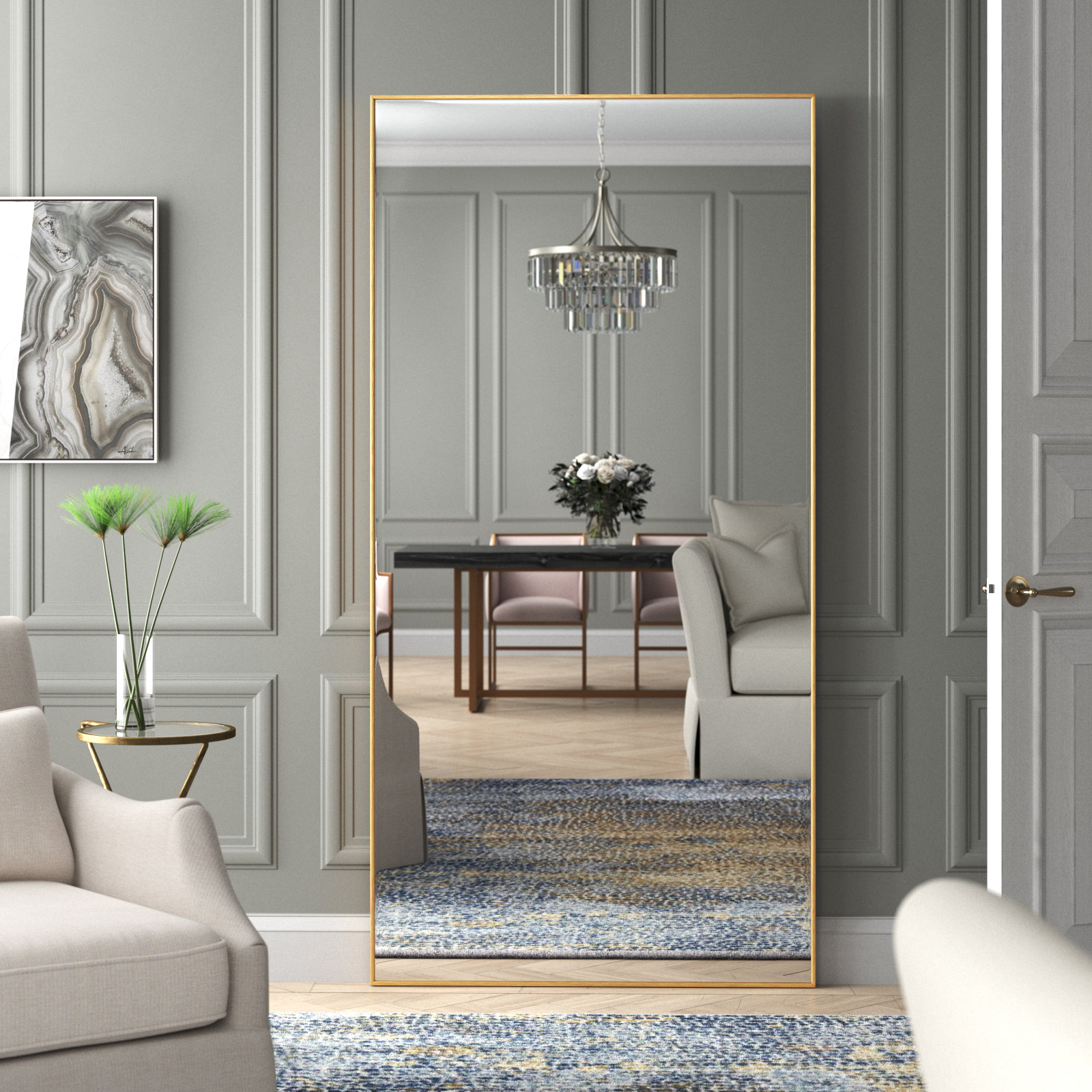 Kelly Clarkson Home Thea Gold Metal Minimalistic Room Wall Mirror with ...