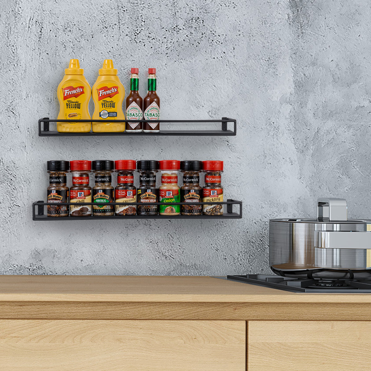 Wrought Studio™ 3 Piece Modern Matte Black Spice Rack | Wayfair