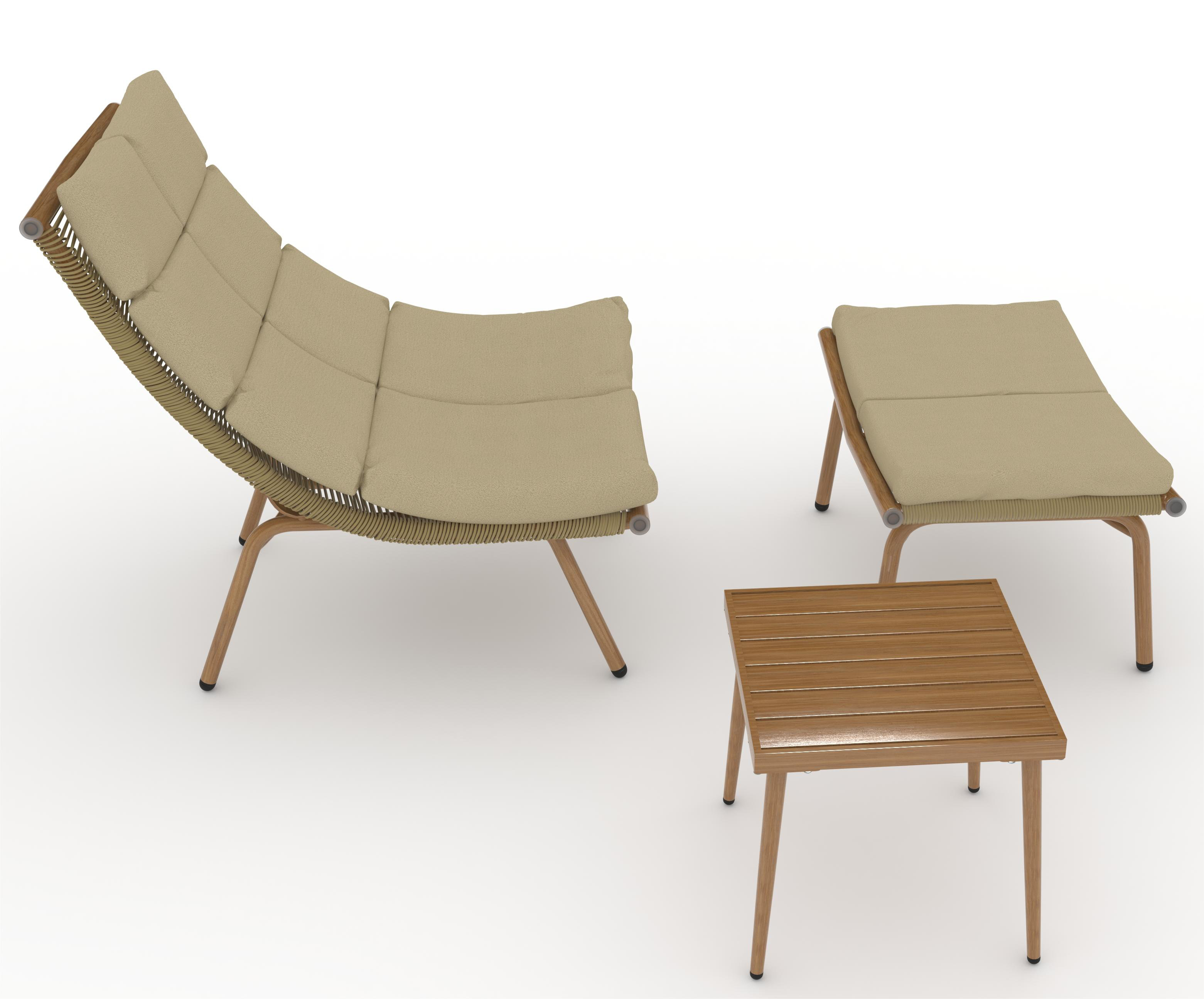 Kozart Chaise Lounge Chair With Table For Outdoor Indoor Wood-Color ...