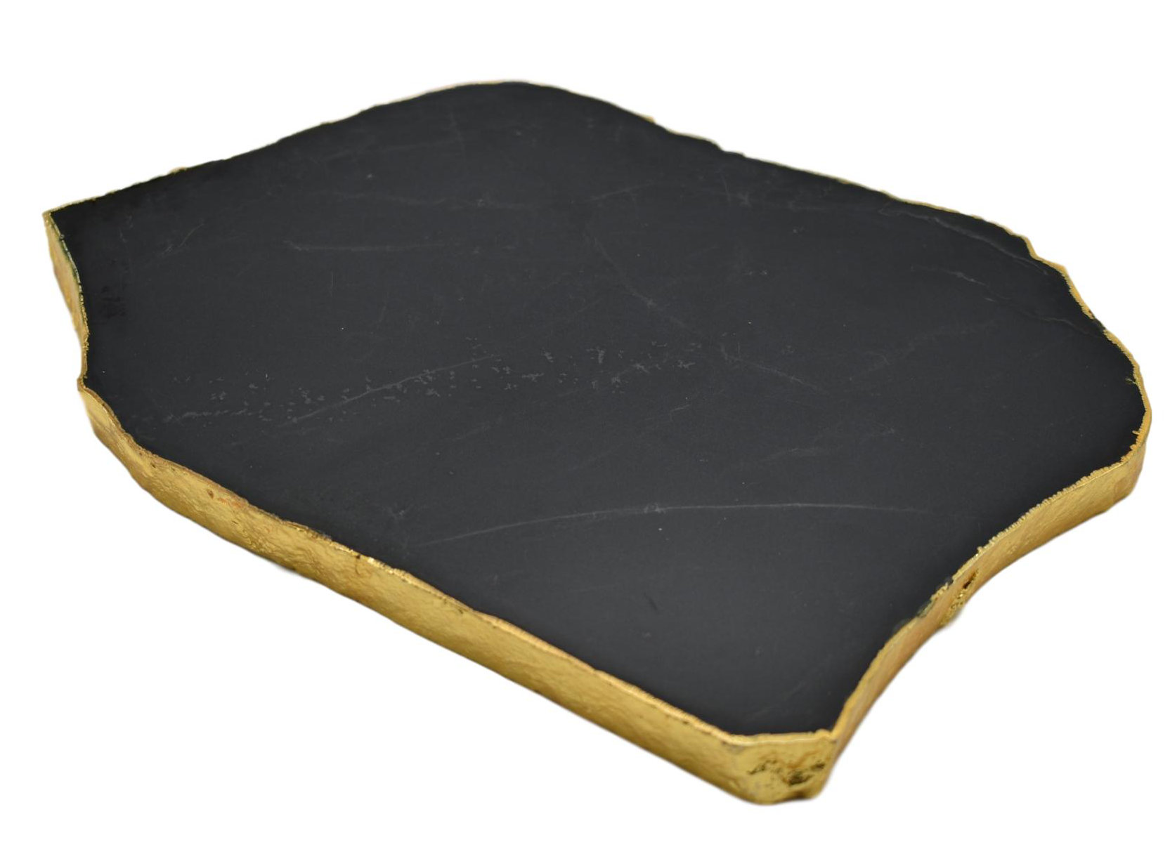 Olympus Minerals Co Natural Black Quartz Gnarled Trivet With Gold Trim ...