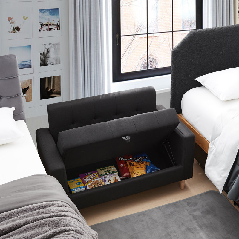 DormCo 48.8'' Square Arm Mini Sofa with Storage | Wayfair